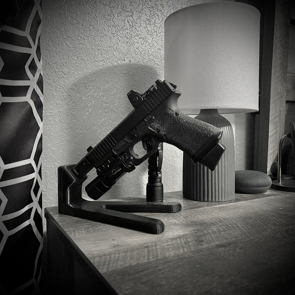 Pistol and Silencer Stand / Tabletop Mount | Handgun Holder Storage Ra ...