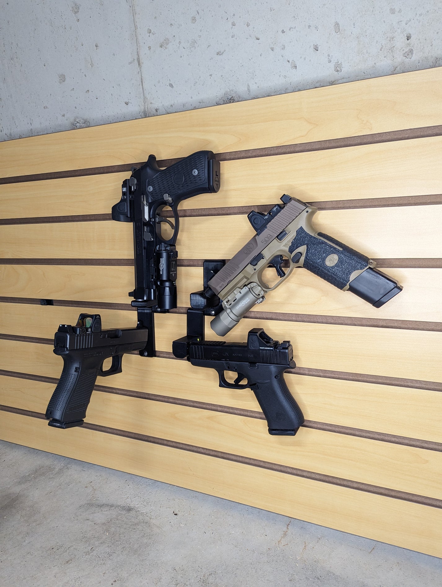 Universal Pistol / Silencer Mount - Slatwall | Handgun Holder Storage ...
